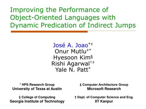 Ppt Improving The Performance Of Object Oriented Languages With Dynamic Predication Of