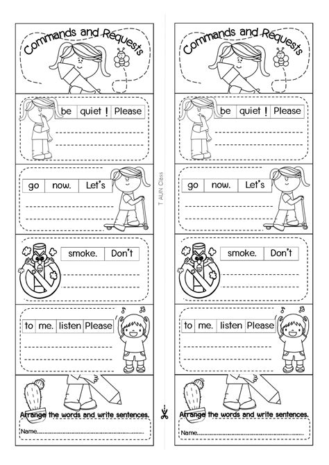 สื่อการสอน T Aun Class ใบงานภาษาอังกฤษ คำสั่งและขอร้อง Commands And Requests อนุญาตให้นำไปใช้