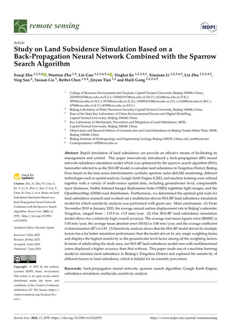 Pdf Study On Land Subsidence Simulation Based On A Back Propagation