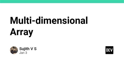 Multi Dimensional Array Rdevto