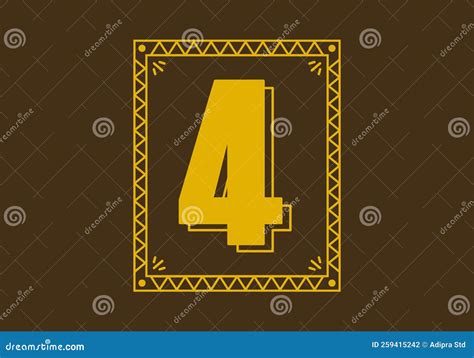 Number 4 In Retro Rectangle Frame Stock Illustration Illustration Of