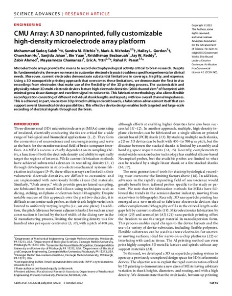 Pdf Customizable 3d Printed High Density Microelectrode Arrays