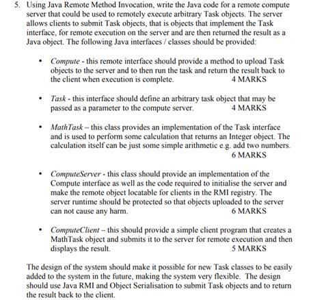5 Using Java Remote Method Invocation Write The
