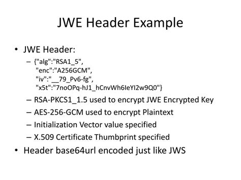PPT Proposed Documents For JOSE JSON Web Signature JWS JSON Web Encryption JWE JSON Web