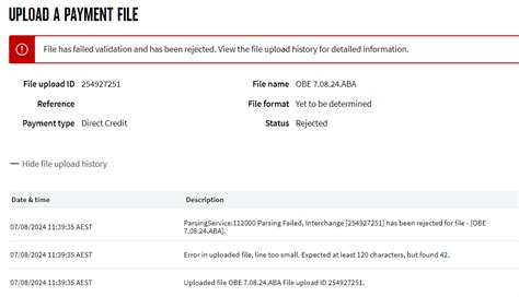Uploading Payment File Error Myob Community