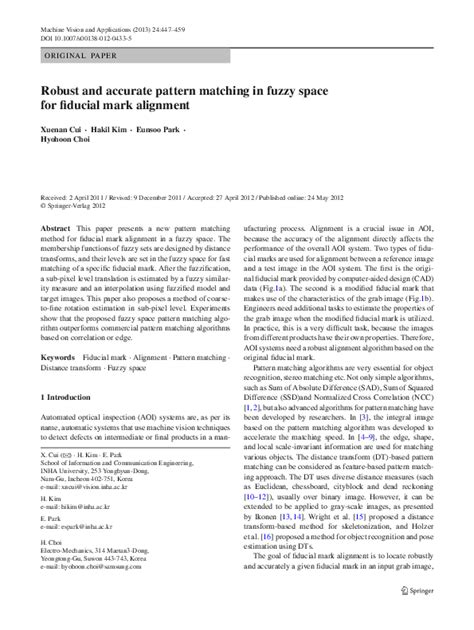 Pdf Robust And Accurate Pattern Matching In Fuzzy Space For Fiducial Mark Alignment