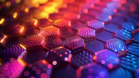 Rainbow Hexagon Grid Cells Dark Iridescent Shimmering Radiance Abstract Honeycombs Ai