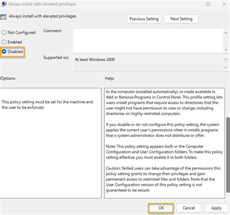 Ensure Always Install With Elevated Privileges Is Set To Disabled User Cis Level 1
