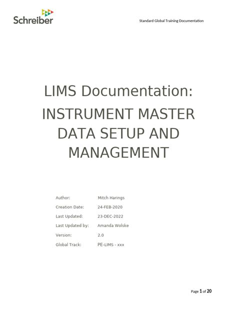 Lims Instrument Master Data Setup And Management Pdf