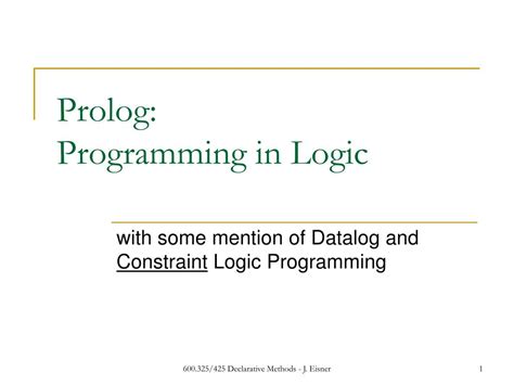 Ppt Prolog Programming In Logic Powerpoint Presentation Free