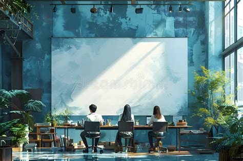 Collaborative Ideas Generation Human Group Working Together On Flip Chart Illustration Stock