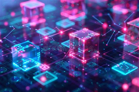 Abstract Neon Cubes Network Stock Illustration Illustration Of Lines