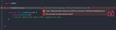 【error】type ‘viewcontroller Does Not Conform To Protocol ‘uipickerviewdatasource Do You Want
