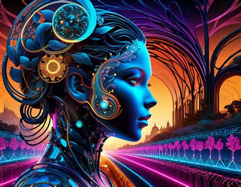 Uma Mulher Com Uma Cabeça Futurista E Um Rosto Futurista Seaart Ai