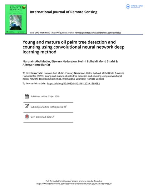 Pdf Young And Mature Oil Palm Tree Detection And Counting Using Convolutional Neural Network