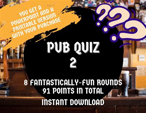 Pub Quiz 2 Powerpoint Game And Printable Game Both Included You Choose