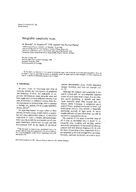 Doc Integrable Symplectic Maps
