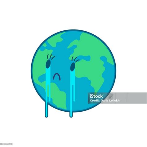 행성 울음 흰색 배경 스티커에 고립되어 있습니다 현대 평면 벡터 일러스트 레이 션입니다 소셜 미디어 템플릿 감소에 대한 스톡