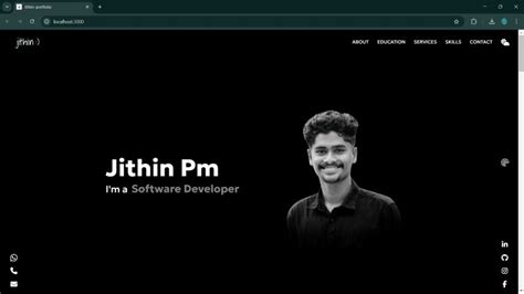 React Portfolio Reactproject Frontenddevelopment Webdevelopment Jithin Pm