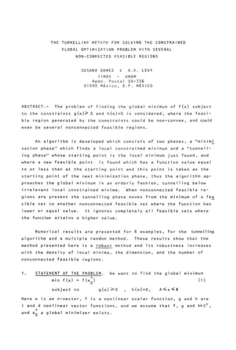 Pdf The Tunnelling Method For Solving The Constrained Global