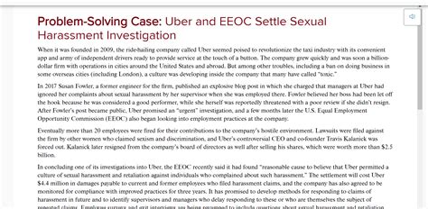 Solved Problem Solving Case Uber And Eeoc Settle Sexual