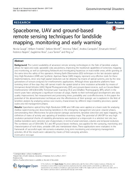Pdf Spaceborne Uav And Ground Based Remote Sensing Techniques For