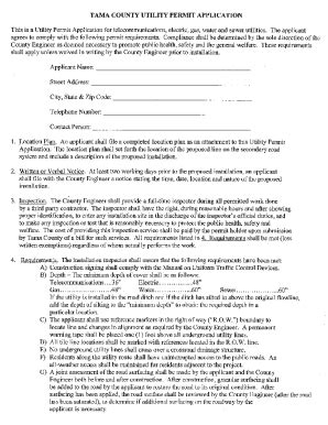 Fillable Online APPLICATION FOR UTILITY PERMIT ON COUNTY HIGHWAY Fax Email Print PdfFiller