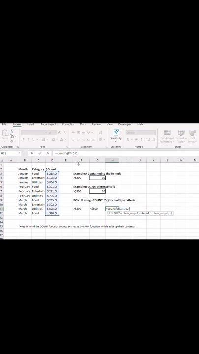 Microsoft Excel Beginners Tutorial How To Use Countif Function Formula Youtube