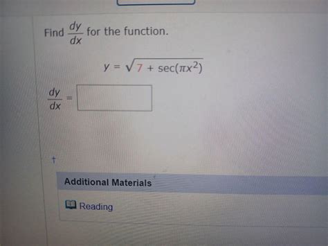Solved Find Dxdy For The Function Y 7 Sec πx2 Dxdy
