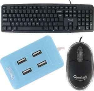 Quantum Hi Tech Qhm Wired Keyboard Qhm Wired Mouse And Qhm Blue Port Usb Hub
