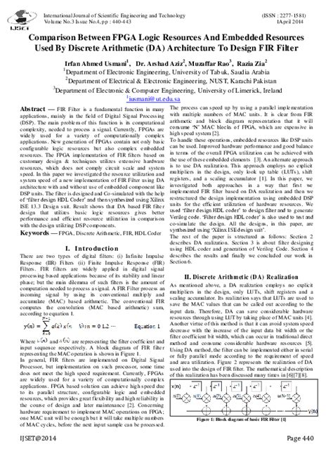 Pdf Comparison Between Fpga Logic Resources And Embedded Resources Used By Discrete Arithmetic