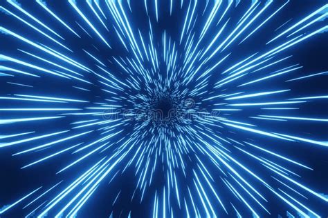 Abstract Futuristic Speed Lights Tunnel Time Warp Traveling In Space