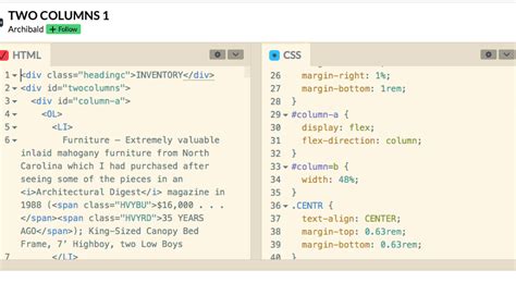 Having Trouble Getting 2 Flex Columns To Honor Their Widths Html