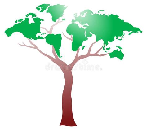 World Map On Tree Connecting Nature And Our Planet