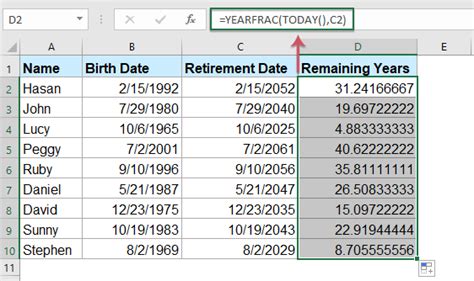 How To Calculate Retirement Date From Date Of Birth In Excel