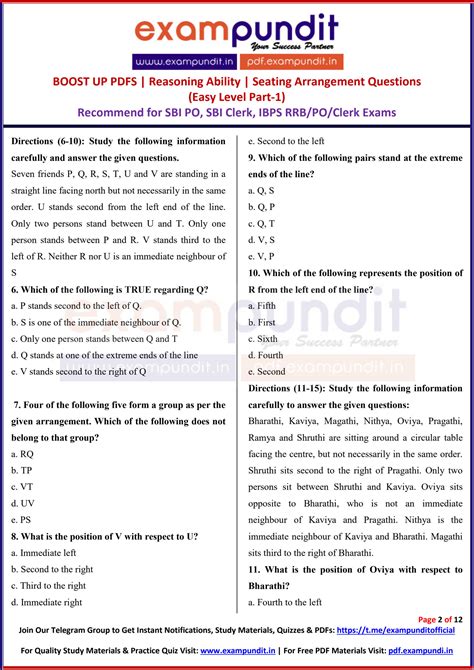 Solution Seating Arrangement Questions Easy Level Part 1 Boost Up Pdfs