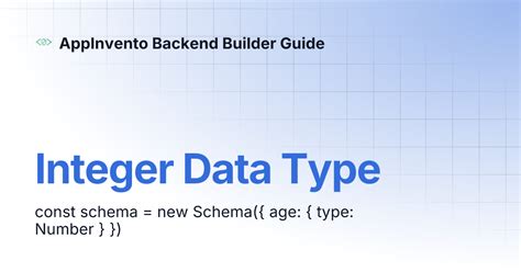 Integer Data Type Appinvento Backend Builder Guide