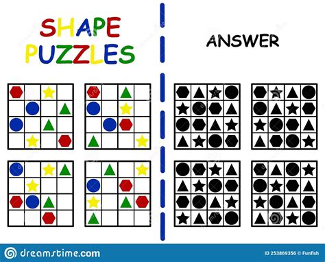 Shape Sudoku Set With Answer Vector Illustration Stock Vector