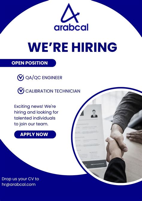 Hiring Jobopening Qc Qa Engineer Calibrationtechnician Arabcal Joinourteam Arabian