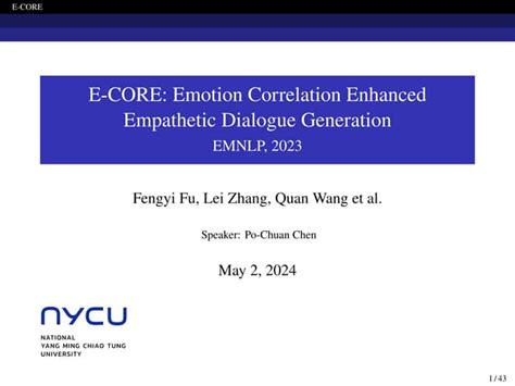 E Core Emotion Correlation Enhanced Empathetic Dialogue Generation Pdf