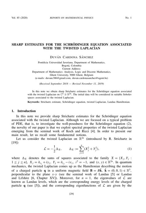 Pdf Sharp Estimates For The Schrödinger Equation Associated To The Twisted Laplacian