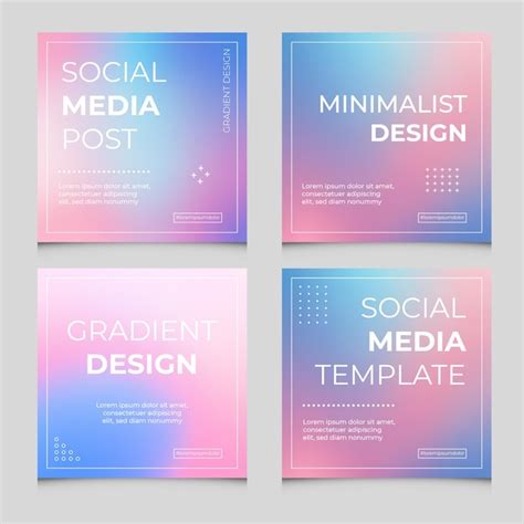 Premium Vector Set Vector Gradient Background Social Media Post