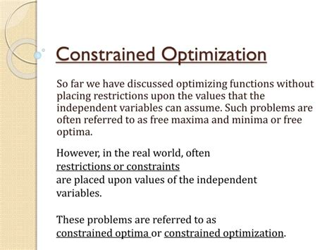 Ppt Constrained Optimization Powerpoint Presentation Free Download Id 9608458