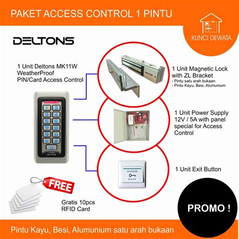 Jual Door Access Control Paket PIN Card Deltons 1 Pintu Magnetic Lock Pintu Kayu Besi Alum