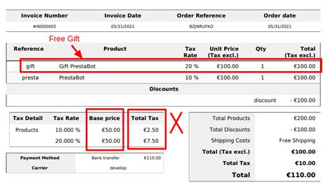 Invoice Bad Display Of Basic Price And Total Tax When Free T Tax Rate Is Not The Same As