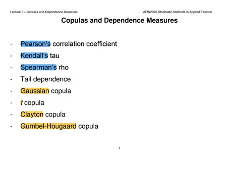 Lecture 7 Copulas And Dependence Measures Copulas And Dependence Measures Pearsons