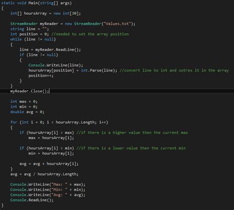 c output max min average array using a text file stack overflow