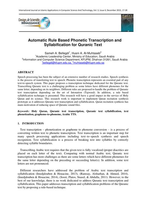Pdf Automatic Rule Based Phonetic Transcription And Syllabification