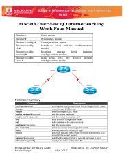 Lab 4 Docx MN503 Overview Of Internetworking Week Four Manual Router User Mode Router