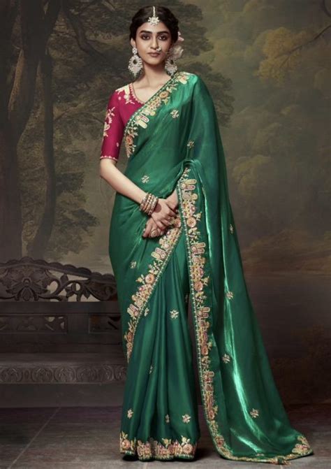 Green Embroidered Wedding Saree Sarees Designer Collection